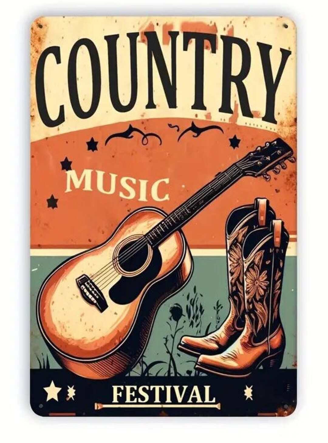 New, Reproduction Country Music Festival - Retro Vintage Tin Sign ...