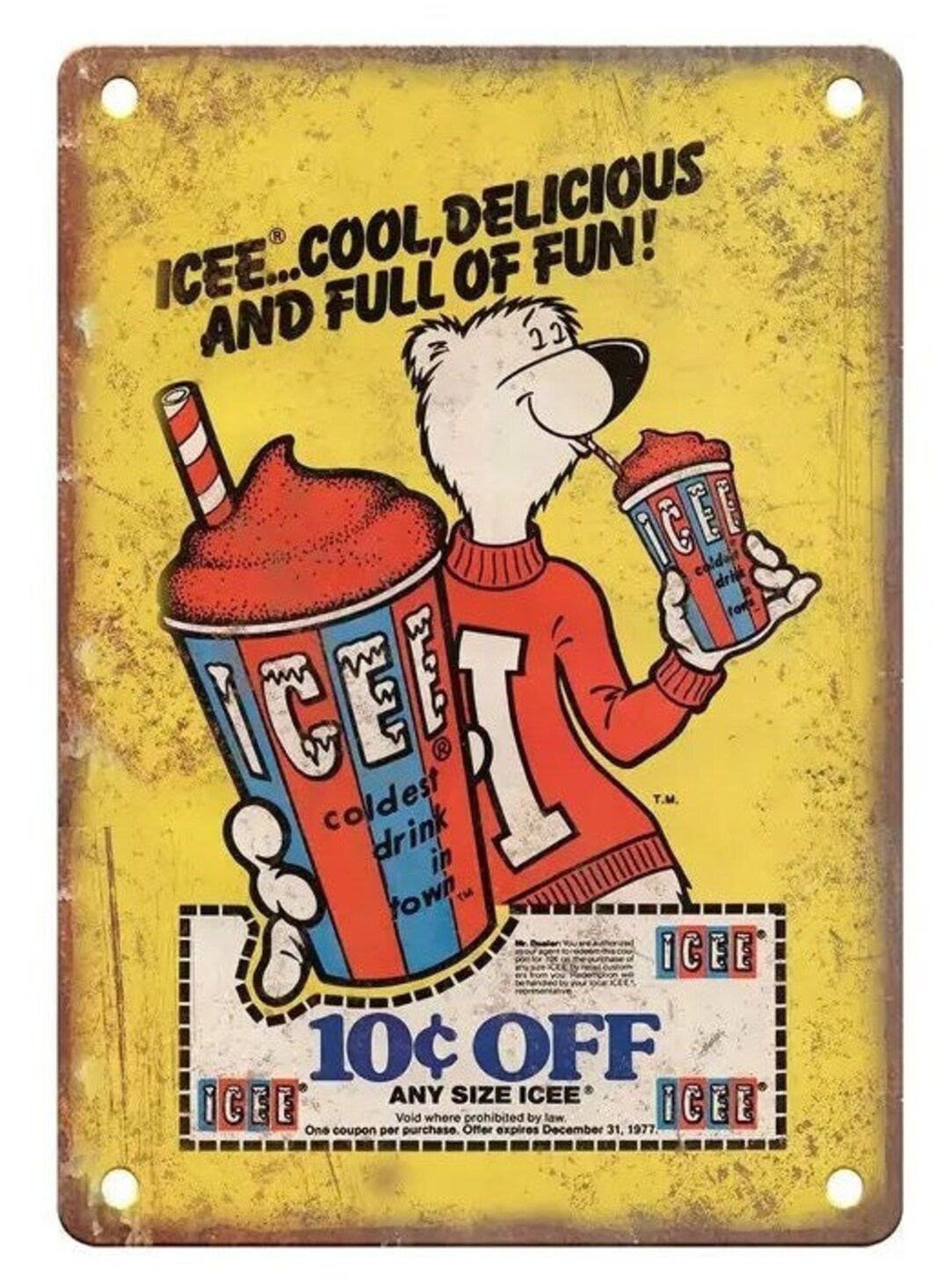 Icee...cool, Delicious and Full of Fun Retro Vintage Tin Sign 8x12 Inch ...