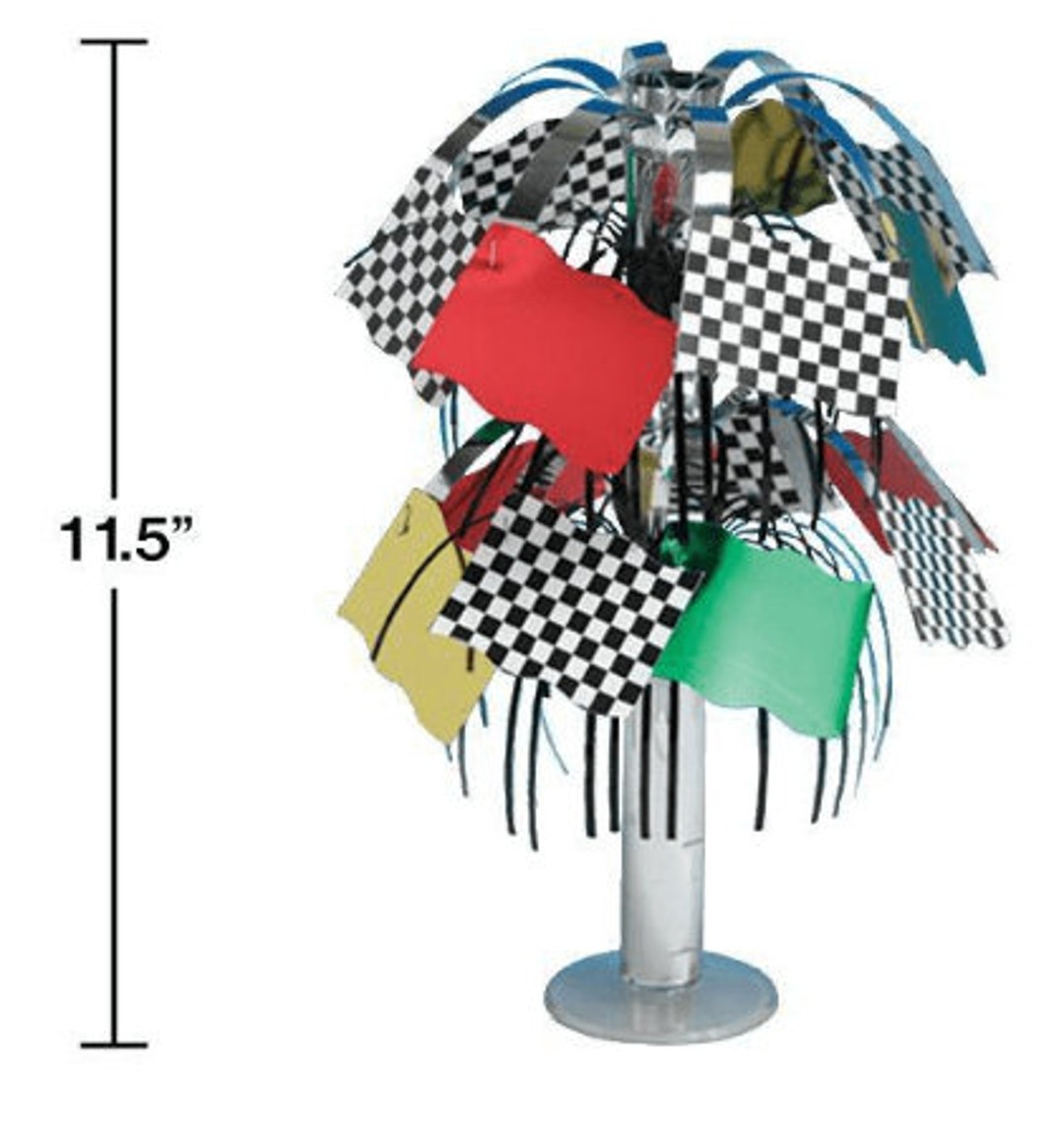 Checkered Race Flag Foil Centerpiece - NASCAR Racing Birthday Party ...