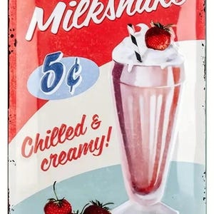 New, Reproduction Original American Milkshake 5 Cent - Retro Vintage ...