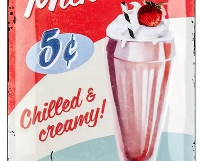New, Reproduction Original American Milkshake 5 Cent - Retro Vintage ...