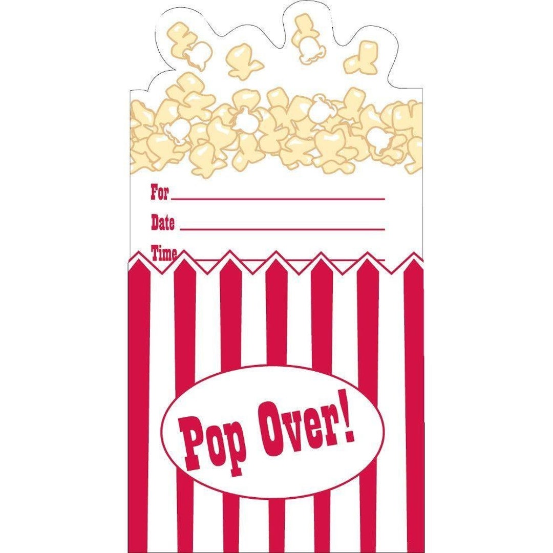 Hollywood Popcorn Themed Party Invitations (8) - Etsy