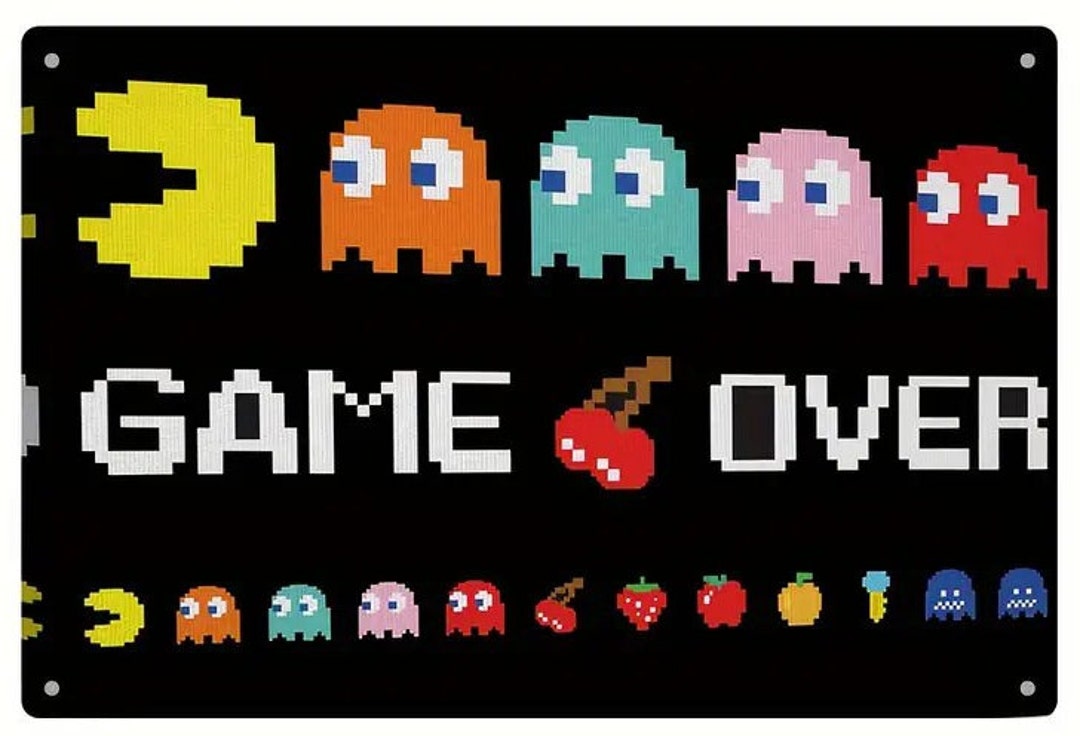 Pac Man Game Over Tin Sign - 8x12 Inch - Etsy