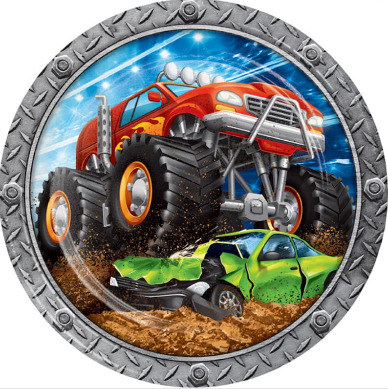 Monster Truck Rally Dinner Plates 8 Birthday Party - Etsy