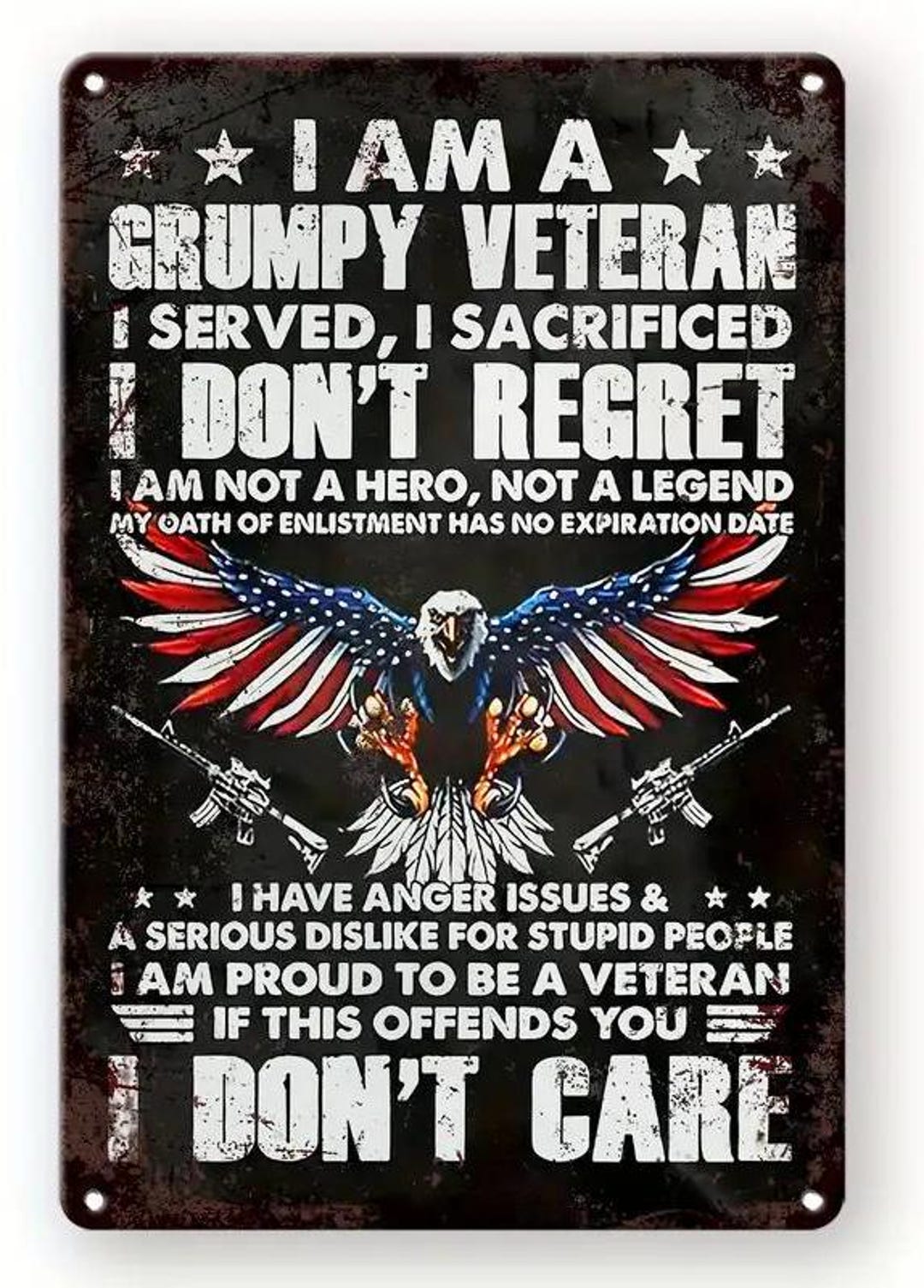 I Am A Grumpy Veteran Tin Sign - 8x12 Inch - Etsy