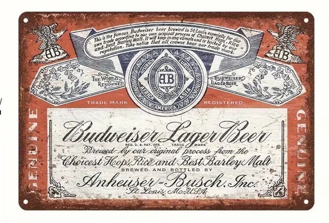 Budweiser Lager Beer Tin Sign - 8x12 Inch - Etsy