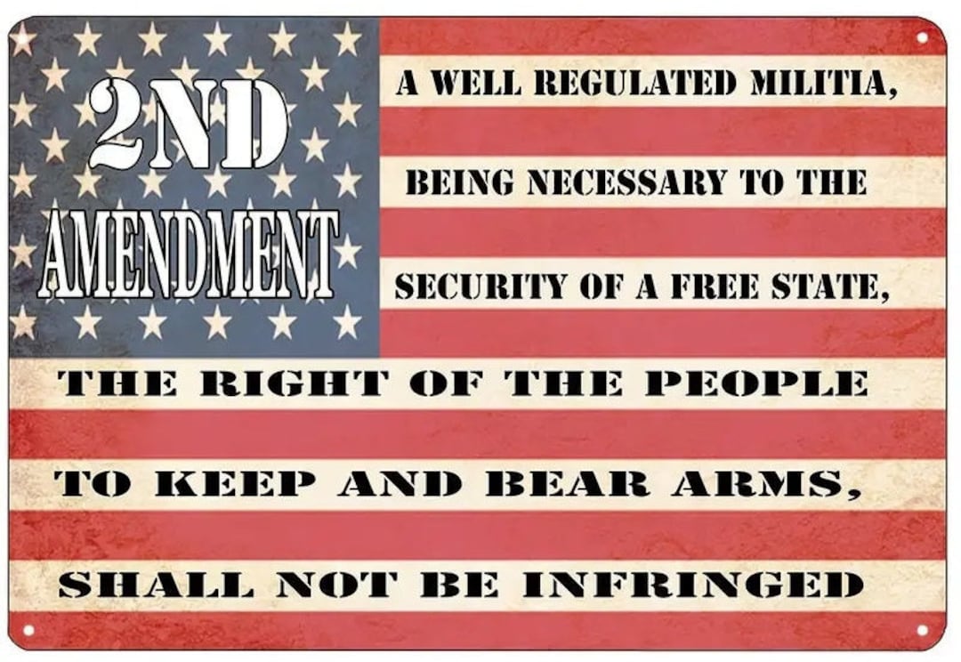 2nd Amendment Patriotic American Flag Vintage Style Tin Sign - 8x12 ...