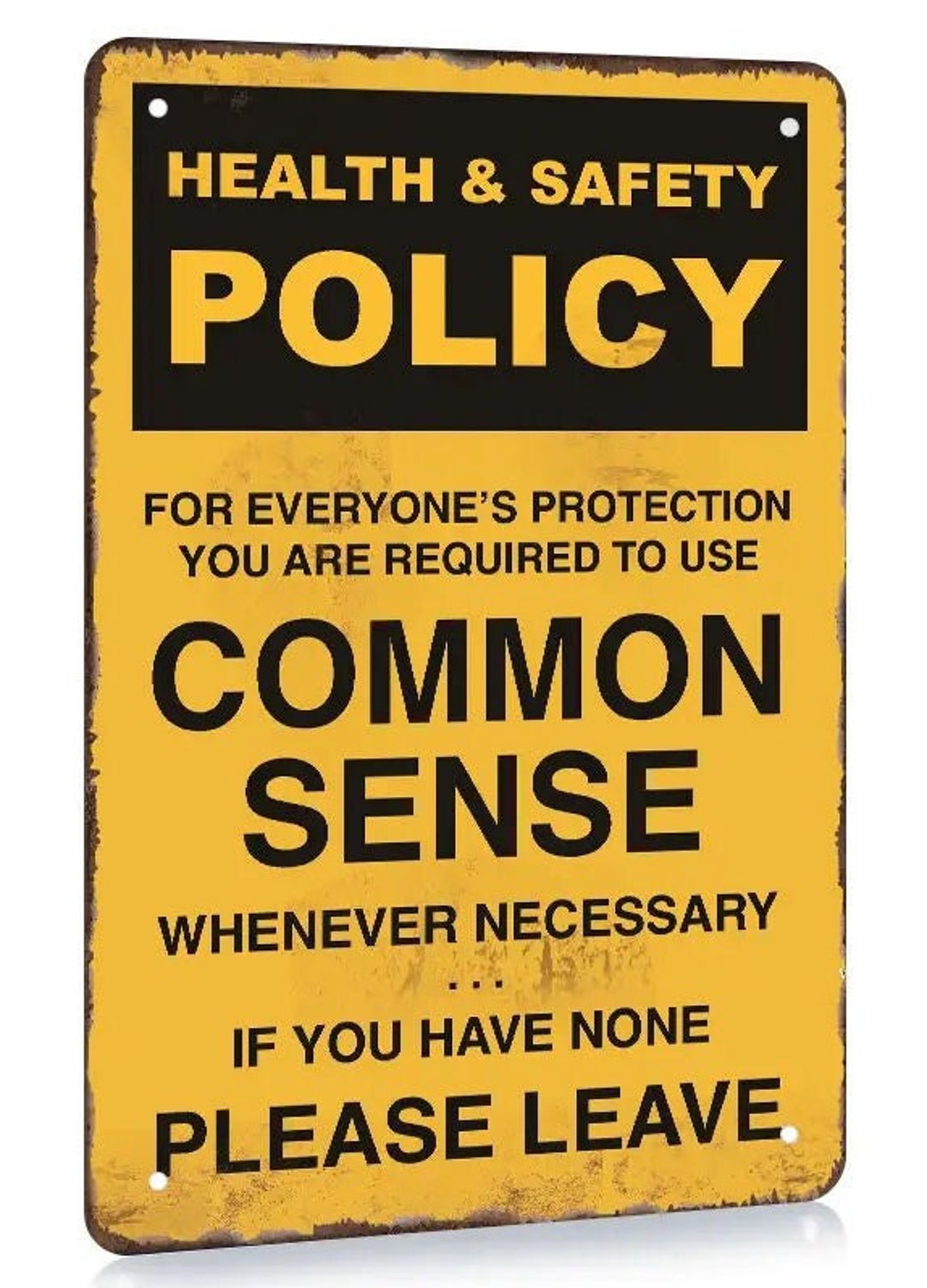 Health and Safety Policy - Common Sense Retro Vintage Tin Sign - 8x12 ...