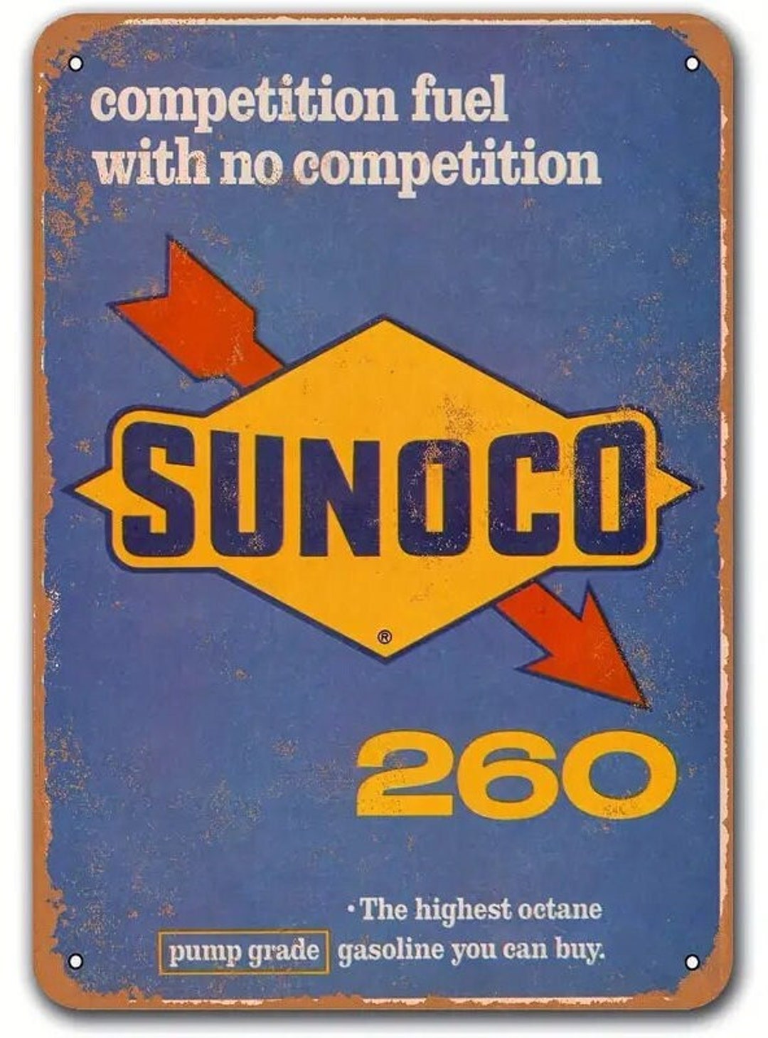 Sunoco Racing Fuel High Octane Gasoline Reproduction Retro Vintage Tin ...