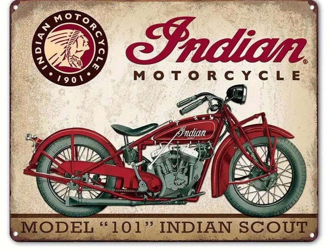 Model 101 Scout Motorcycle Retro Style Tin Sign - 8x12 Inch - Etsy