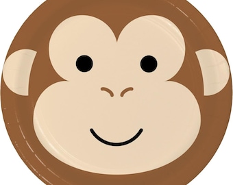 Monkey Animal Faces Dinner Plates 8 | Etsy