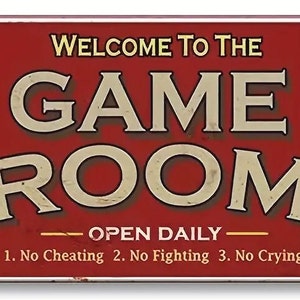 Welcome to the Game Room Metal Sign - 8x12 Inch - Etsy