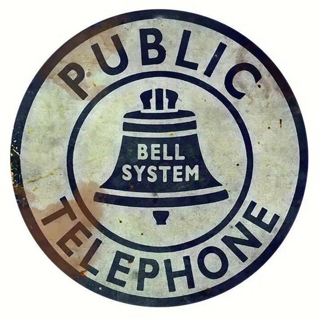 Public Telephone Pay Phone Bell System Round Tin Sign - 8x8 Inch - Etsy