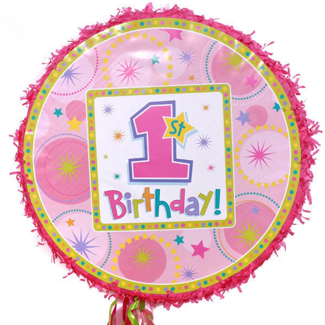 GIRLS 1st Birthday Pull String Pinata - Etsy