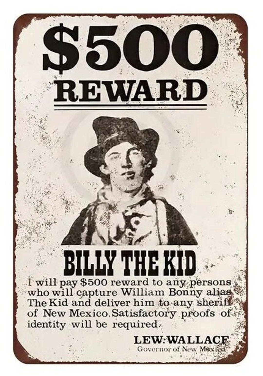Billy the Kid Poster Style Metal Sign - 8x12 Inch - Etsy