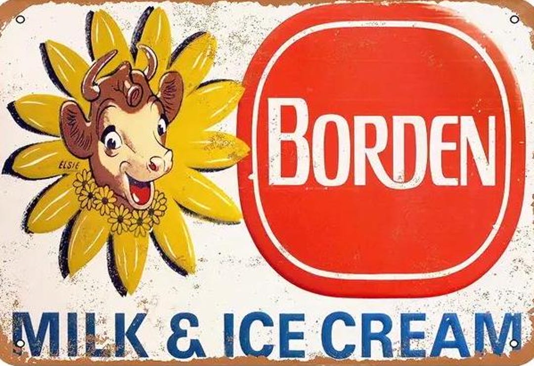 Borden Milk and Ice Cream Metal Sign - 8x12 Inch - Etsy
