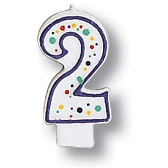 Polka Dot Number 2 Birthday Party Candle - Etsy