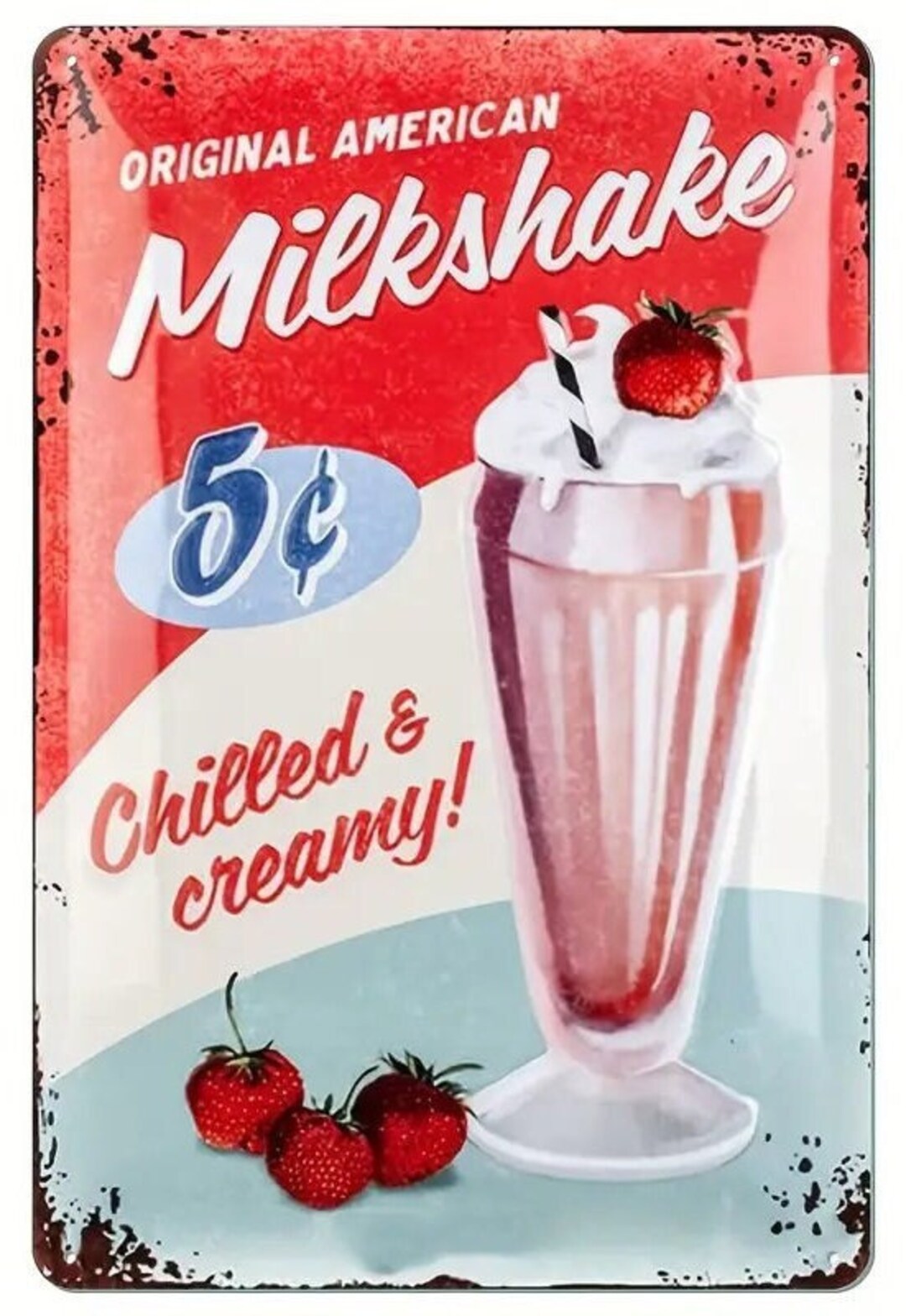 New, Reproduction Original American Milkshake 5 Cent Retro Vintage Tin ...