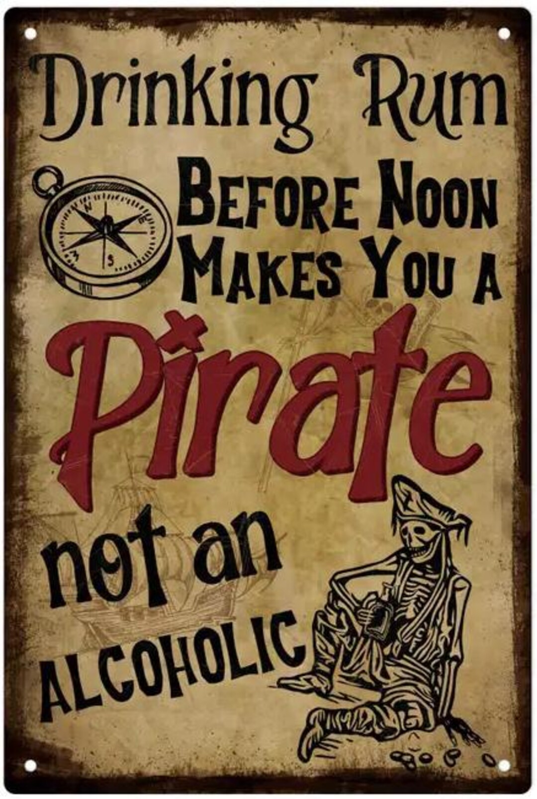 Drinking Rum Before Noon Metal Sign - 8x12 Inch - Etsy