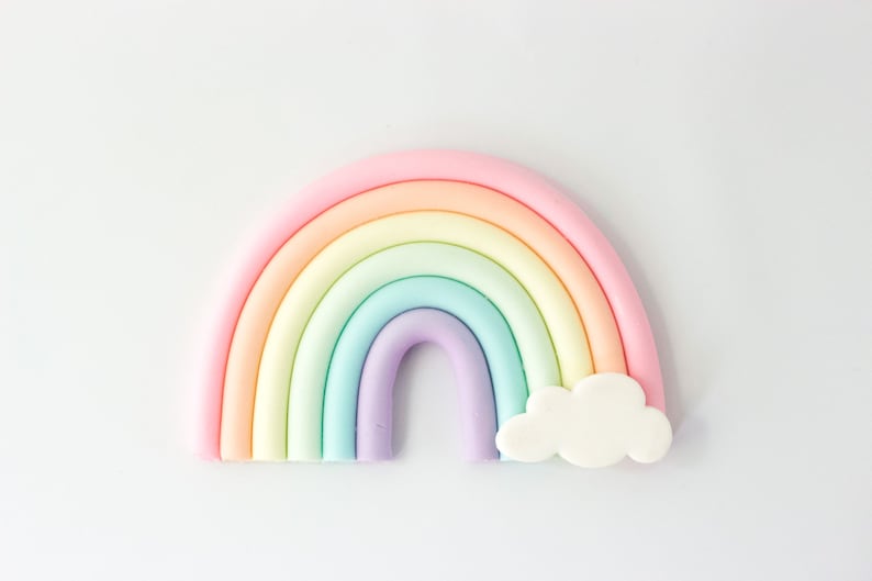 Pastel Rainbow Fondant Cake Topper | Etsy