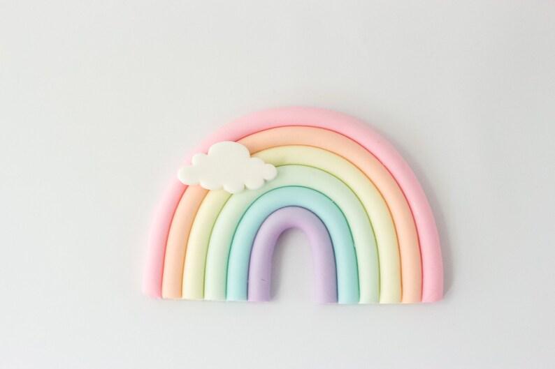 Pastel Rainbow Fondant Cake Topper | Etsy