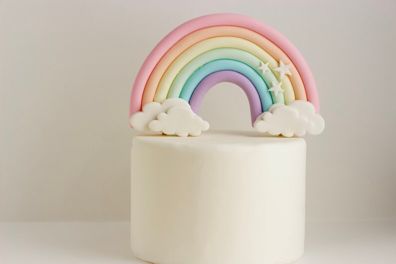 Pastel Rainbow Fondant Cake Topper | Etsy