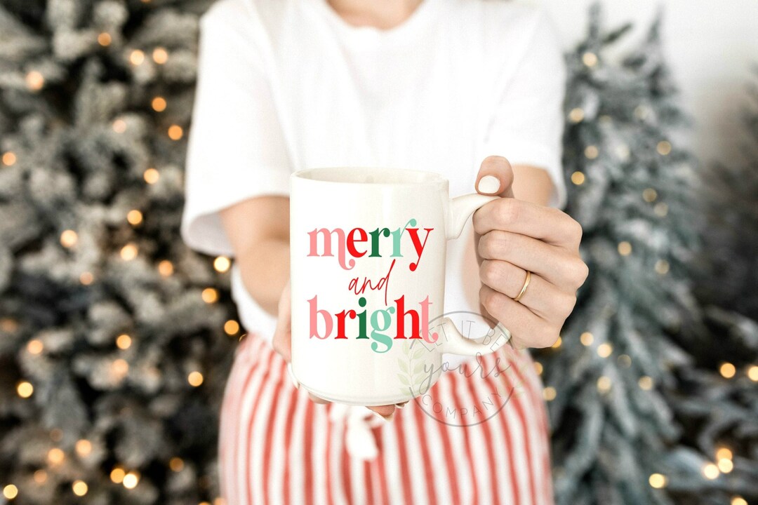 Merry and Bright, Holiday Coffee Mug, Christmas Gifts - Etsy