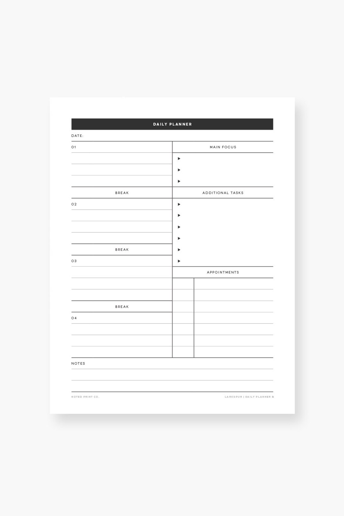 Printable Day Planner Daily Organizer Download Productivity Minimalist ...