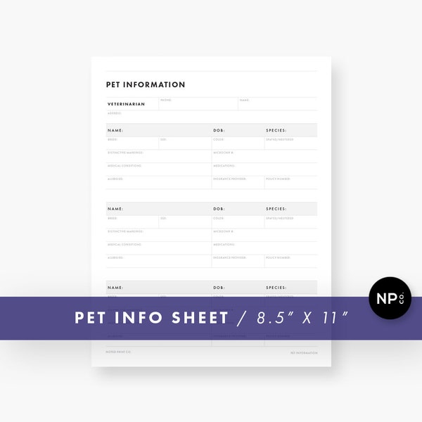 Pet Information - Etsy