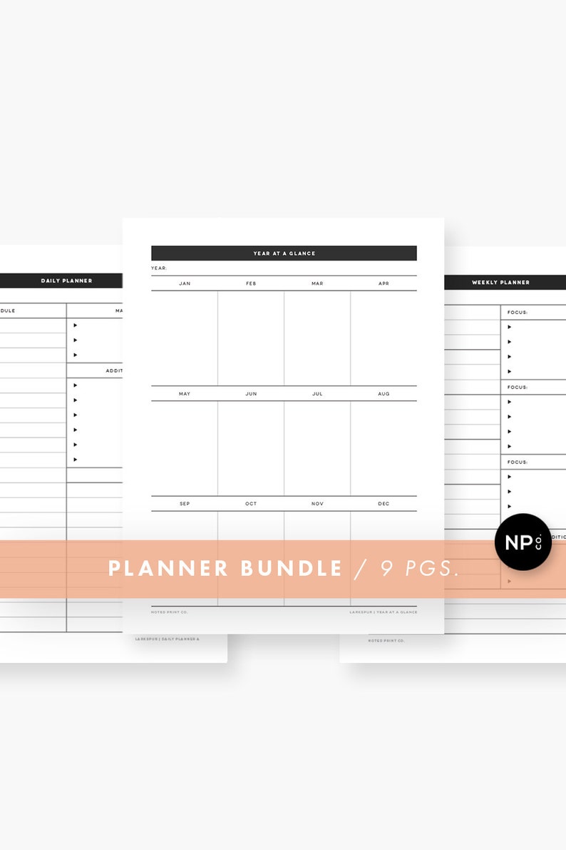 Printable Planner Bundle - Daily, Weekly, Monthly, and Yearly Organizer ...