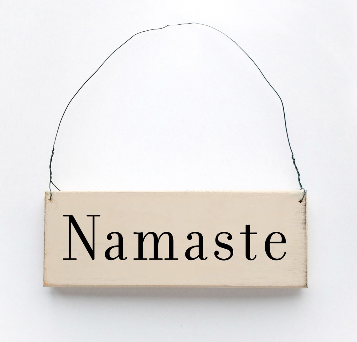 Namaste Sign Hanging Wooden Sign on Wire for Yoga Studio | Etsy