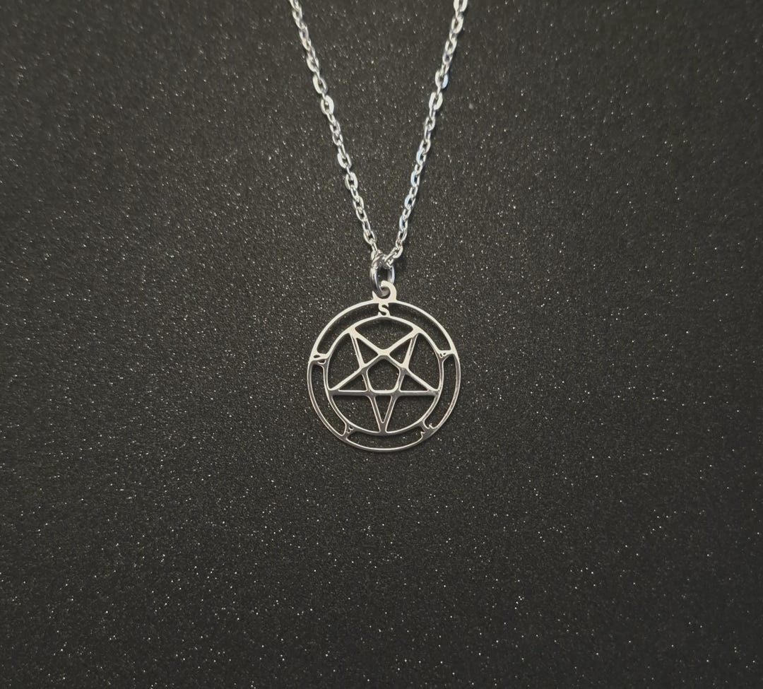 Inverted Pentagram Satan Stainless Steel Symbol and Silver Plated ...