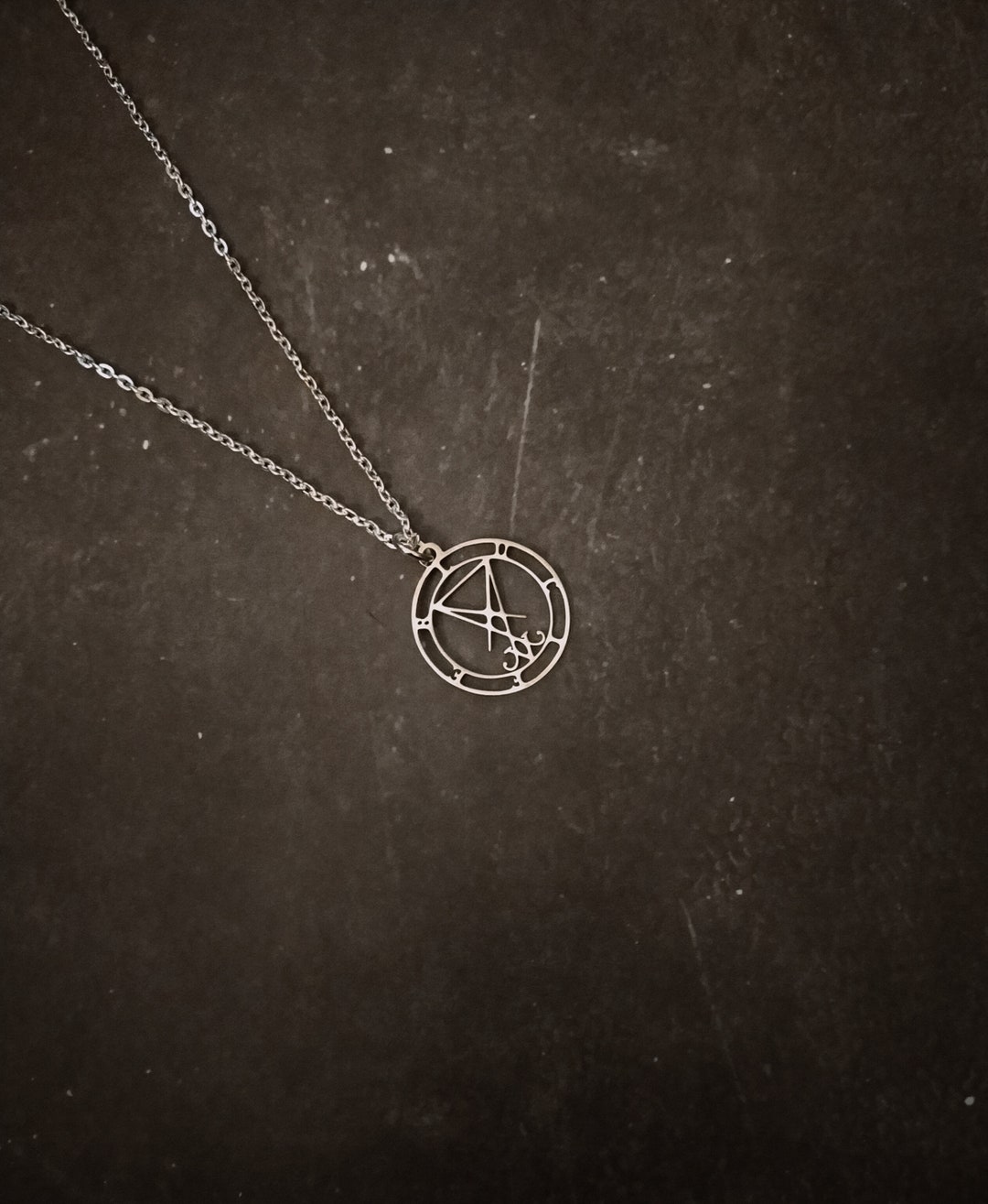 Sigil of Lucifer Stainless Steel Symbol and Silver Plated Necklace. 18 ...