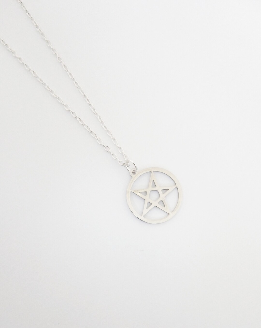 Stainless Steel Inverted Pentagram Symbol With Silver Plated 18 Inch ...