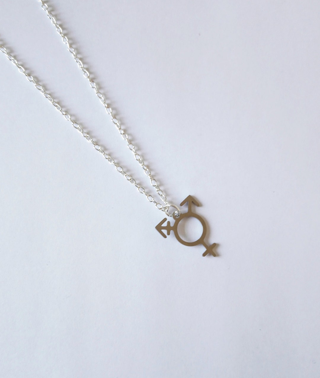 Transgender Pride Stainless Steel Pendant With Silver Plated Necklace ...