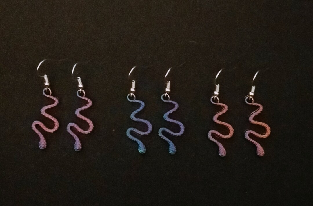 Rainbow Reputation Snake Earrings in Oil on Water Effect With Silver ...