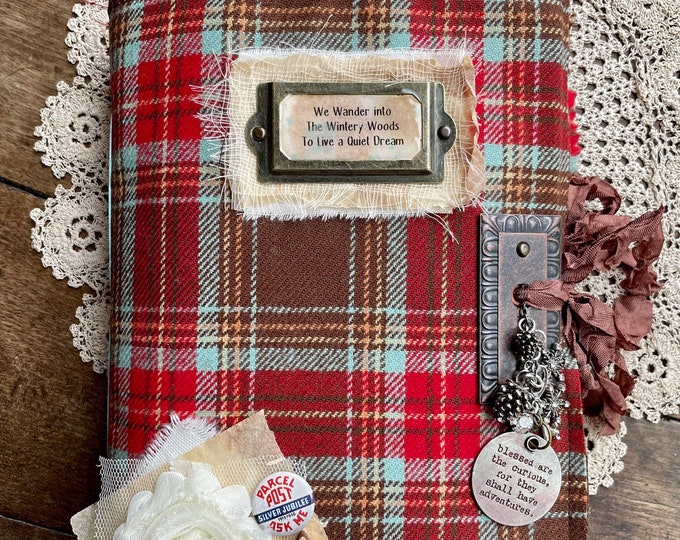 Wintery Woods Journal/handmade Journal/junk Journal/fabric Cover ...