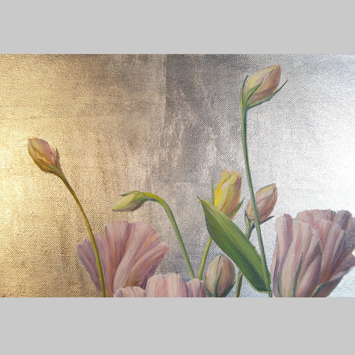 Flower Modern Silver Original Art Painting Gift 40x40cm - Etsy
