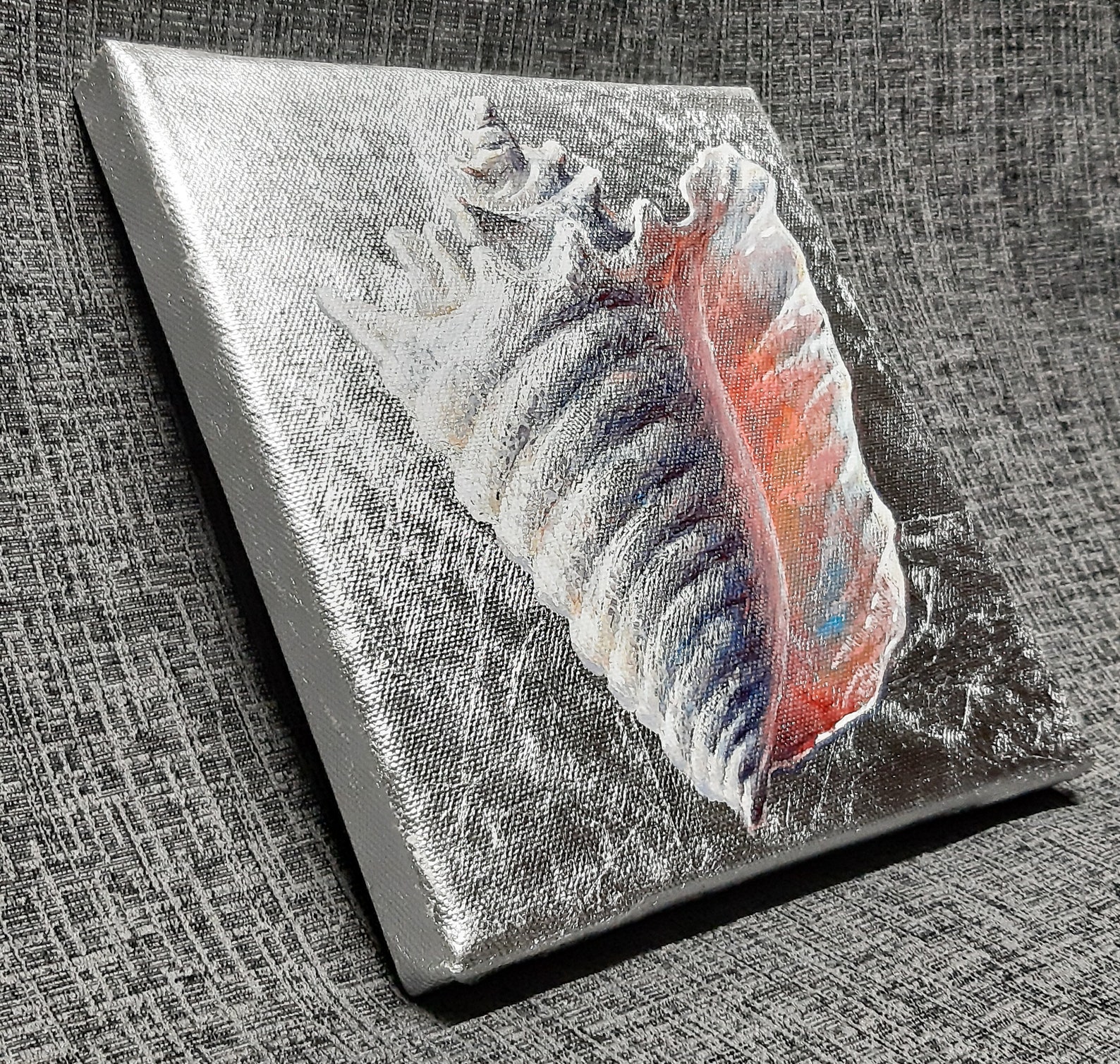 Picture Shell 2 Realistic Handmade Sea Shell Art on Canvas Silver ...