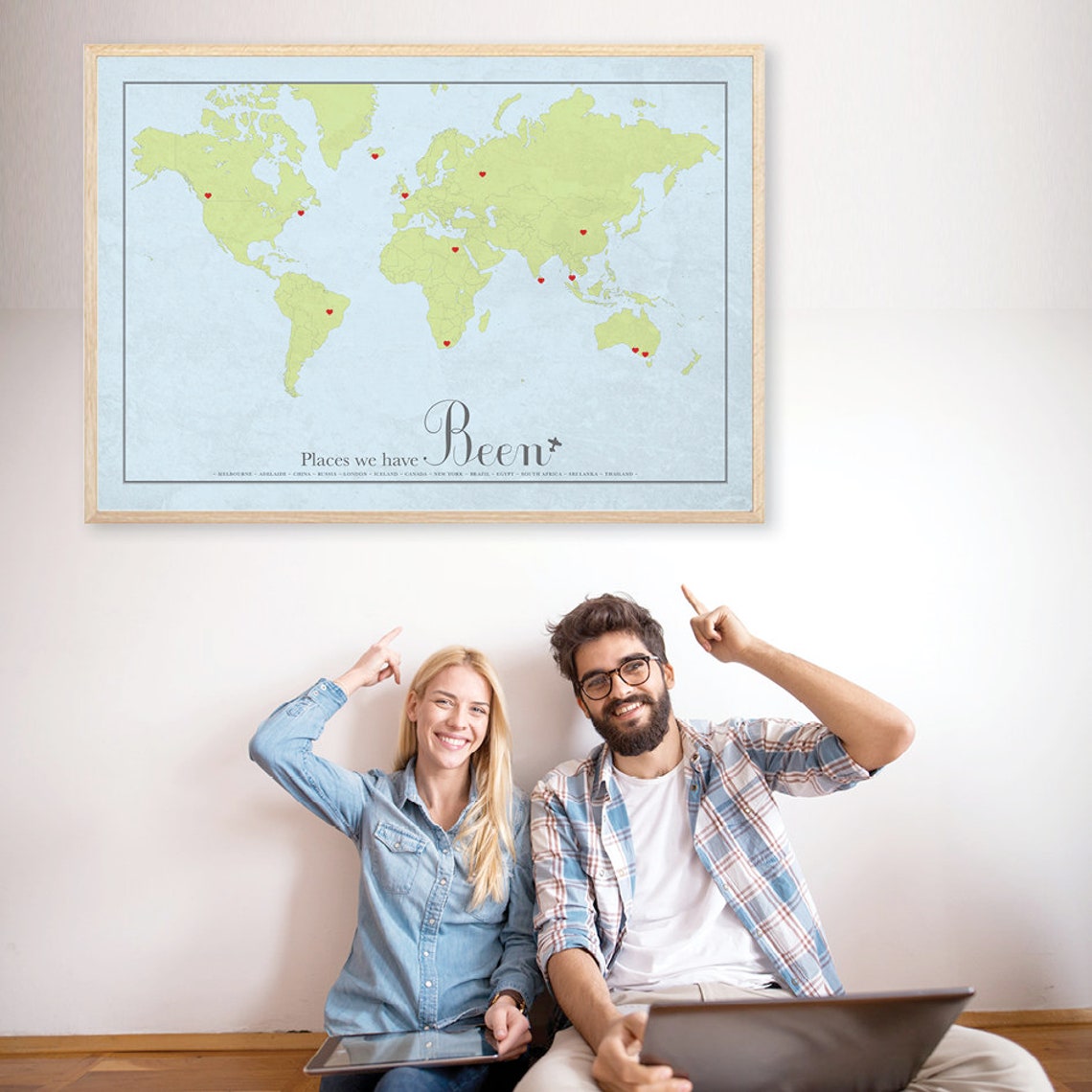 Custom PLACES WE LOVE World Map for Home Home World Map - Etsy