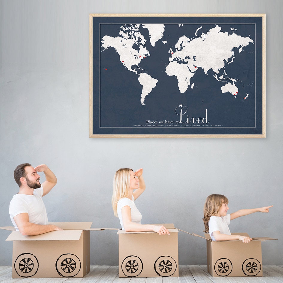 Custom PLACES WE LOVE World Map for Home Home World Map - Etsy