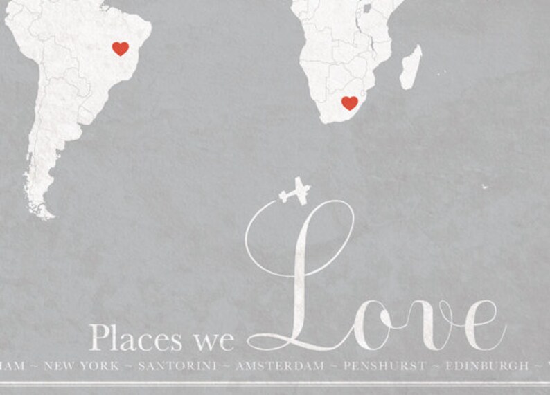 Custom PLACES WE LOVE World Map for Home Home World Map - Etsy