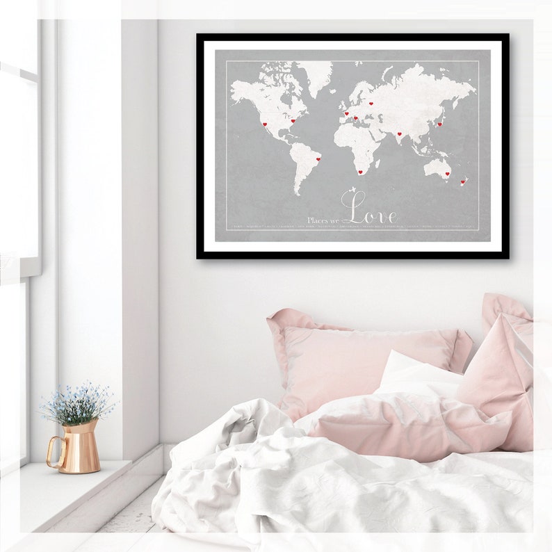 Custom PLACES WE LOVE World Map for Home Home World Map - Etsy