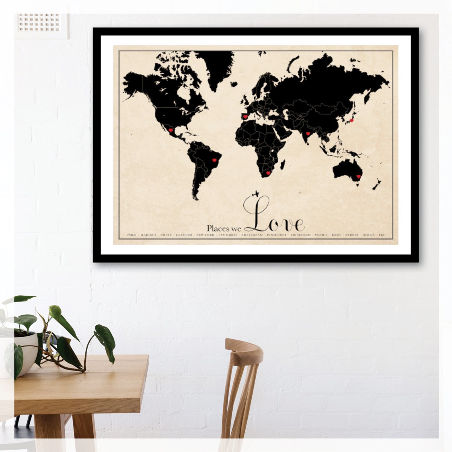 Custom PLACES WE LOVE World Map for Home Home World Map - Etsy