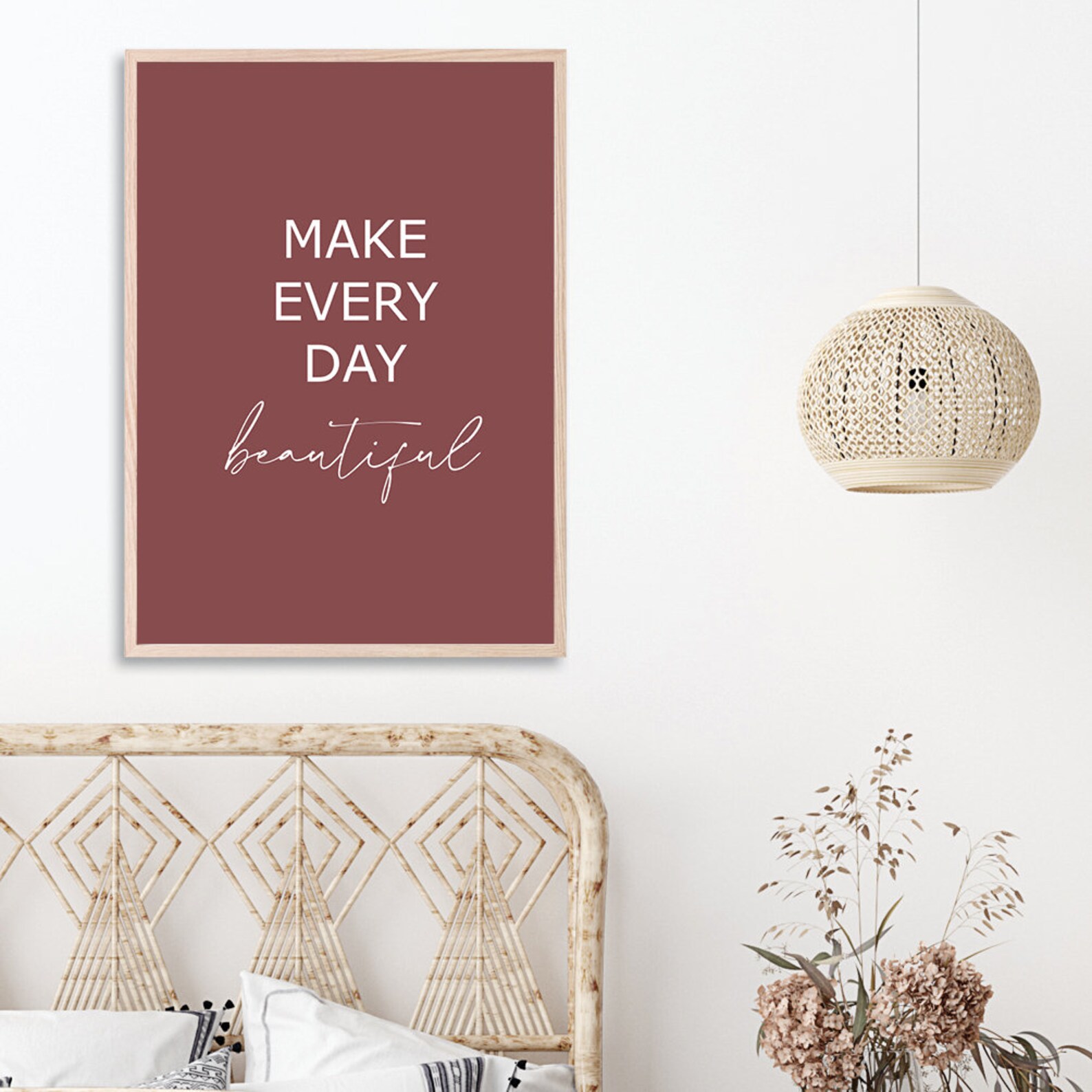Make Every Day Beautiful, Typography Print, Black White Art, Minimalist ...