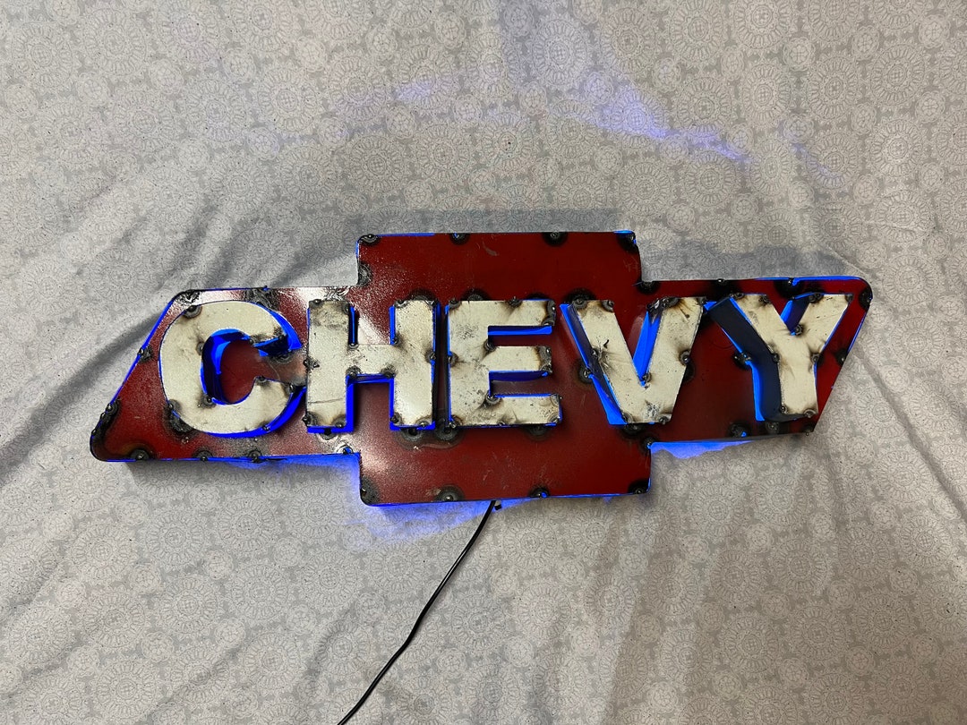 Chevy Metal Sign Rustic LED Back Lit - Etsy