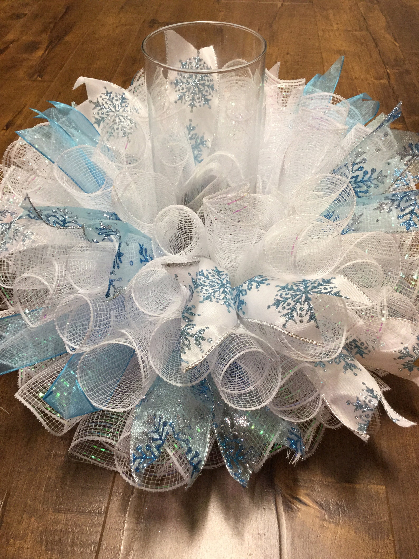 Snowflake Centerpiece Winter Centerpiece Christmas Candle - Etsy