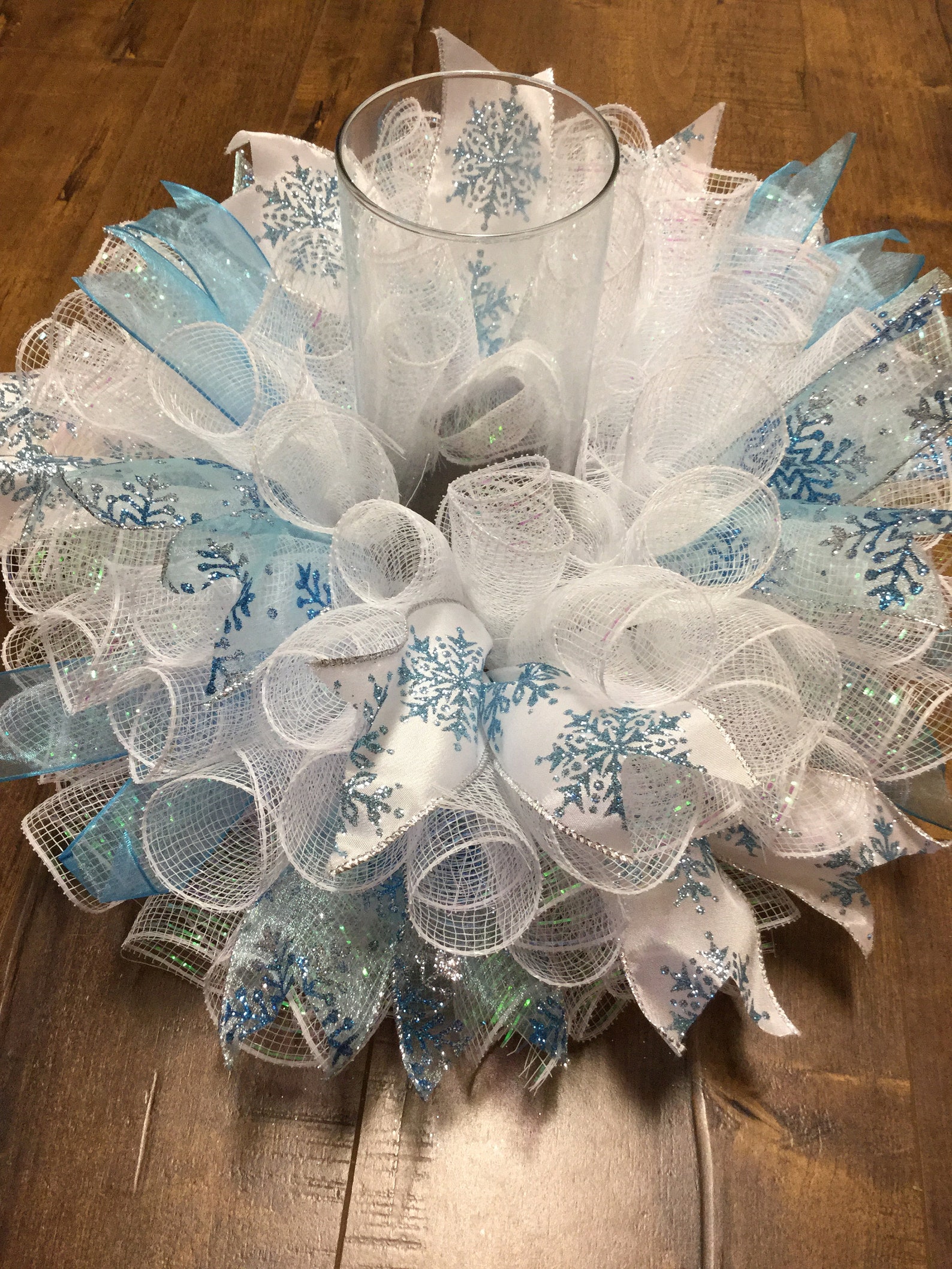 Snowflake Centerpiece Winter Centerpiece Christmas Candle - Etsy