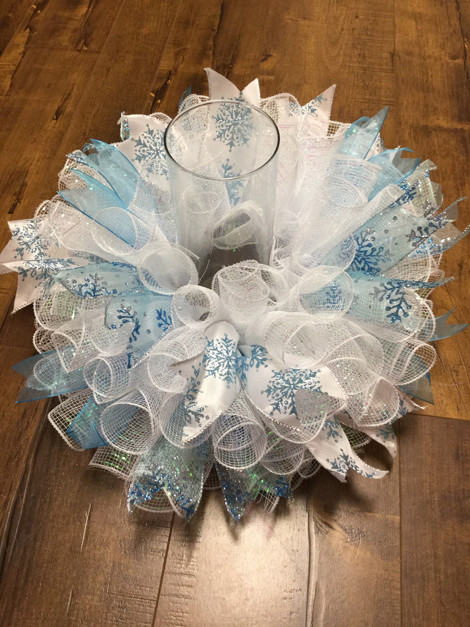 Snowflake Centerpiece Winter Centerpiece Christmas Candle - Etsy