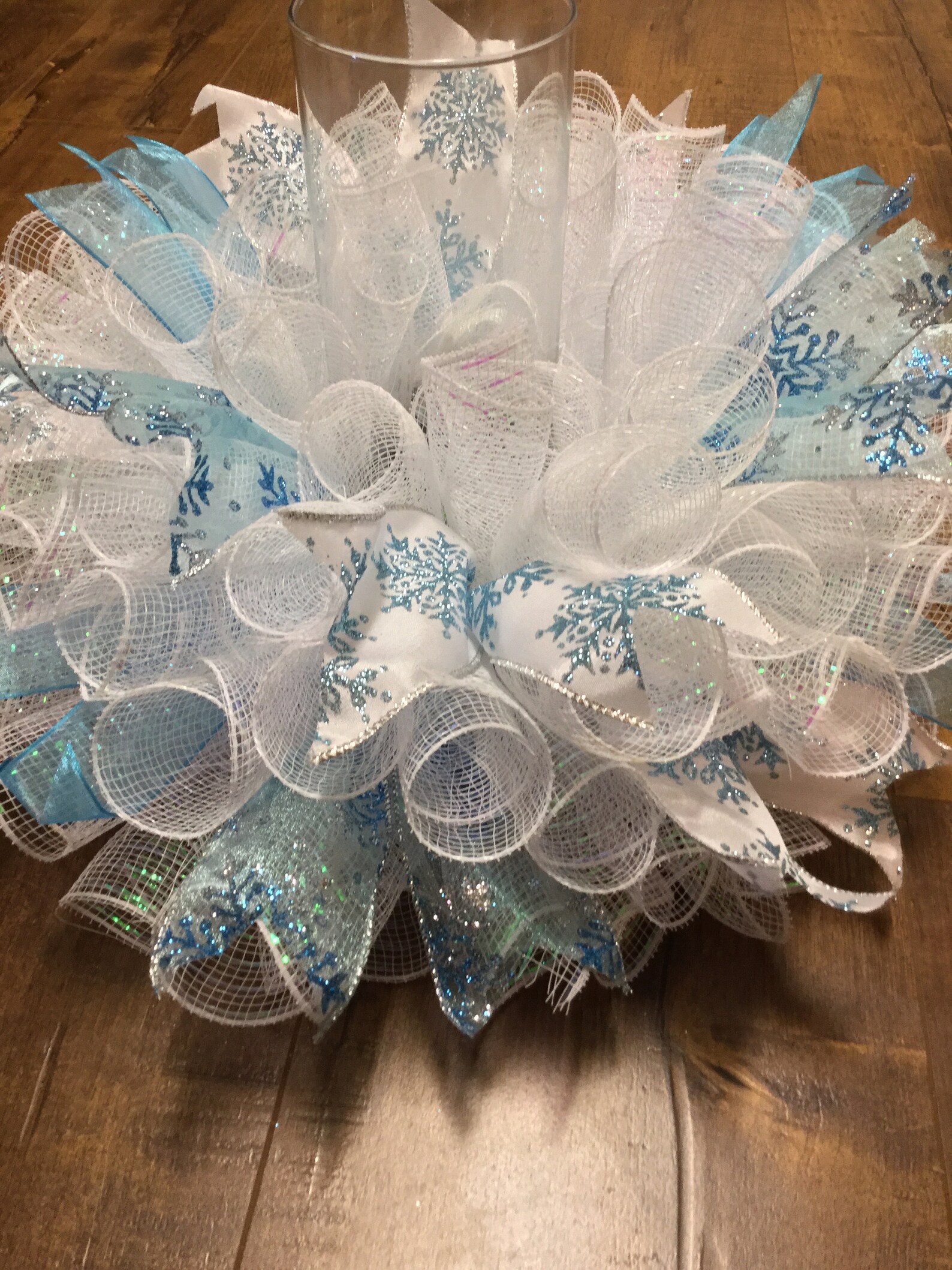 Snowflake Centerpiece Winter Centerpiece Christmas Candle - Etsy